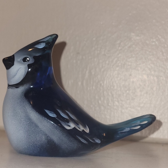 Fenton | Accents | Fenton Nwot Vintage Signed Blue And Gray Glass Bird ...